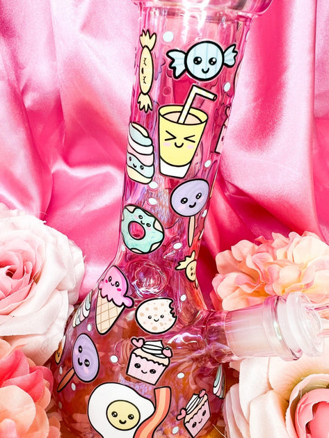 Pink Kawaii 10in Black Beaker Bong| Cute Kawaii Bong| Girly Pipe