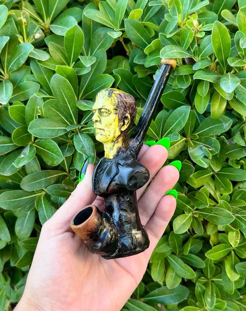 Frankenstein Bamboo Wood Hand Pipe | Halloween Wood Pipe
