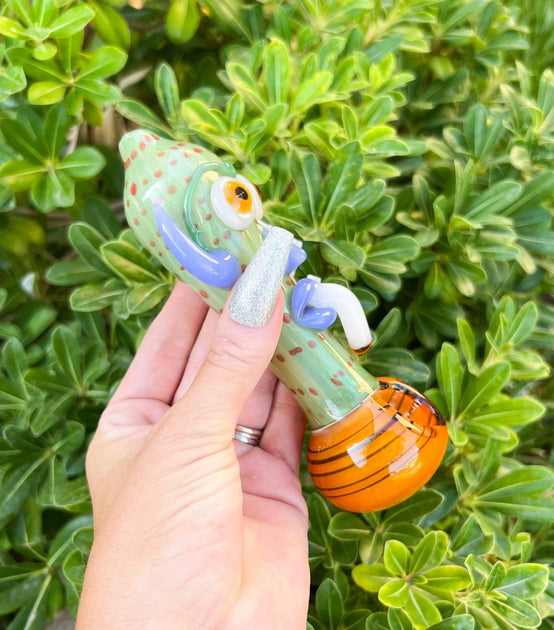 Pink Green Fumed Glass Hand Pipe | Handmade Hand Pipes
