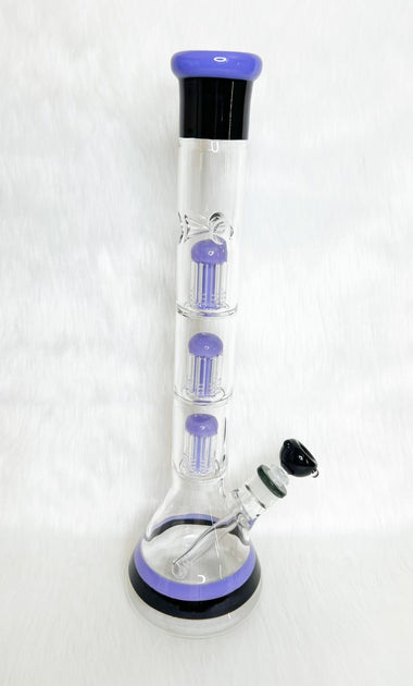 Purple 18 Inch Triple Tree Perc Beaker Bong| 18 Inch Beaker Bong