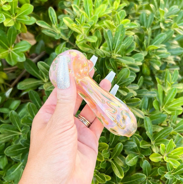 Pink Green Fumed Glass Hand Pipe | Handmade Hand Pipes