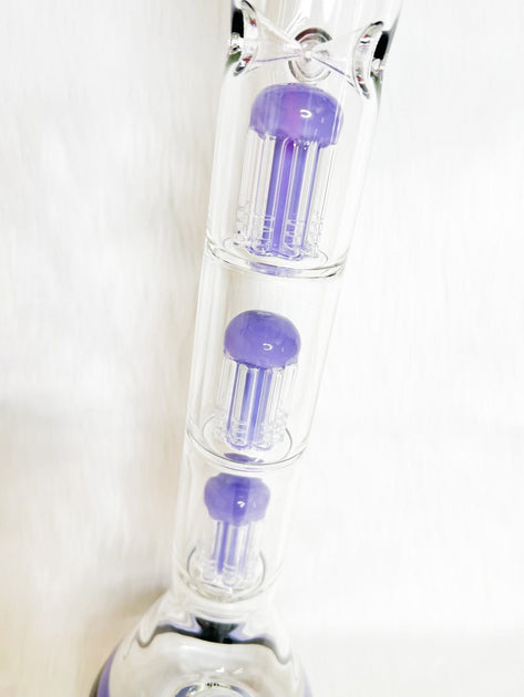 Purple 18 Inch Triple Tree Perc Beaker Bong| 18 Inch Beaker Bong