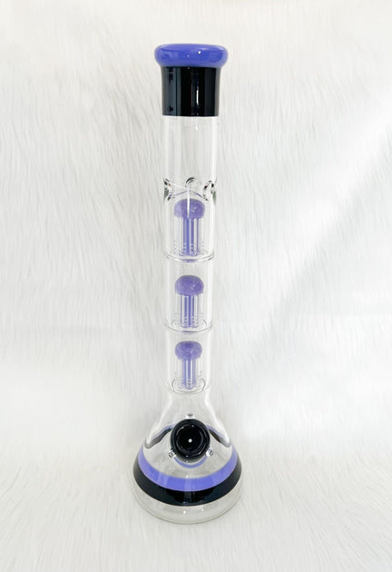 Purple 18 Inch Triple Tree Perc Beaker Bong| 18 Inch Beaker Bong