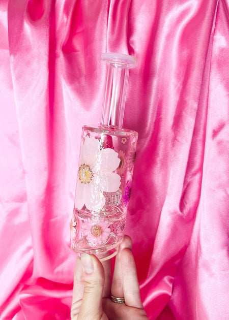 Pink Dried Floral Puffco Peak Glass| Floral Puffco Glass Replacement