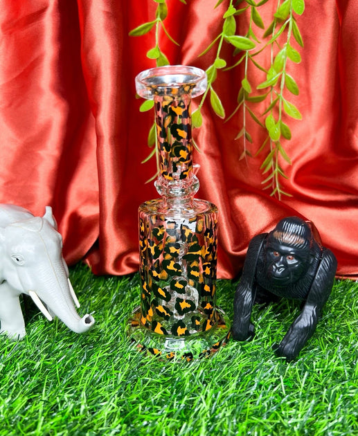 🐆 Cheetah Leopard Glass Dab Rig | 6″ Hand-Blown Animal Print Bong
