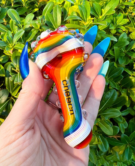 Red Coral Hornet Head Hand Pipe Glass Pipe For Sale|StayLit Design