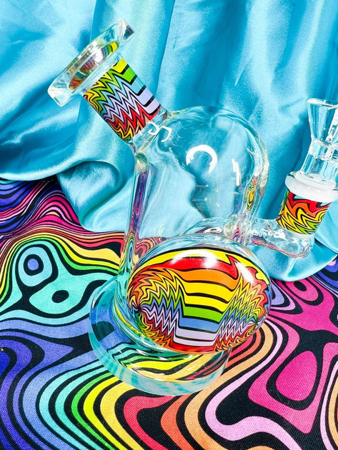 Rainbow Wig Wag Dome Glass Water Pipe/ Wig Wag Bong