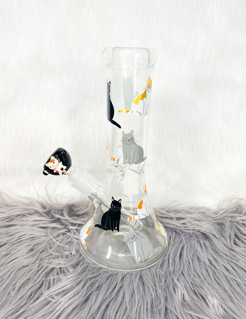Cuddly Cats 10 Inch Bong With Matching Ash Catcher| StayLit Design