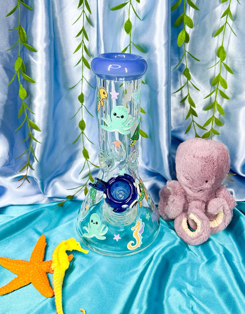 Under The Sea Ocean Turtle 10in Bong With Matching Ash Catcher|StayLit