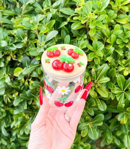 🍒 Cute Cherries & Daisies Stash Jar | StayLit Design