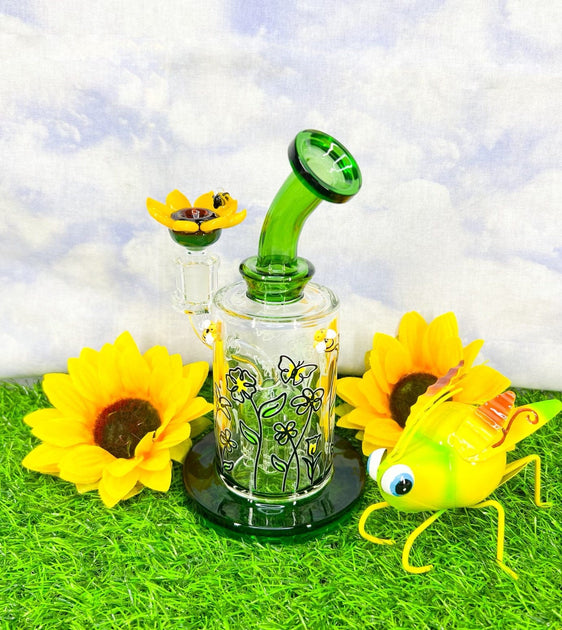 Cute Sunflower Bong| Girly Sunflower Dab Rig| Cute Sunflower Pipe