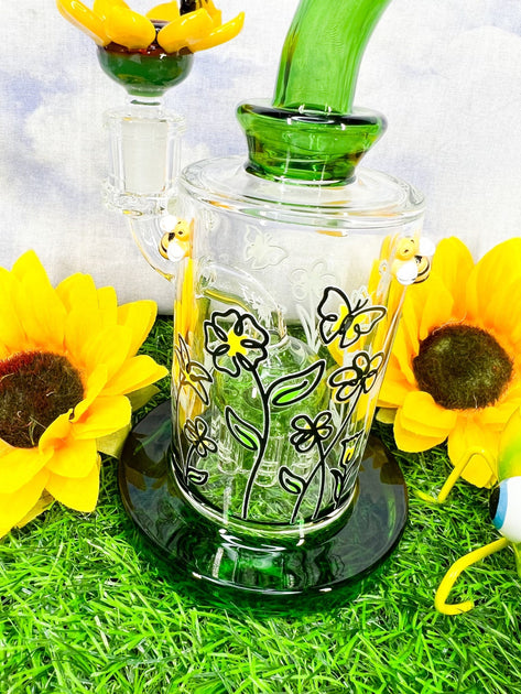 Cute Sunflower Bong| Girly Sunflower Dab Rig| Cute Sunflower Pipe