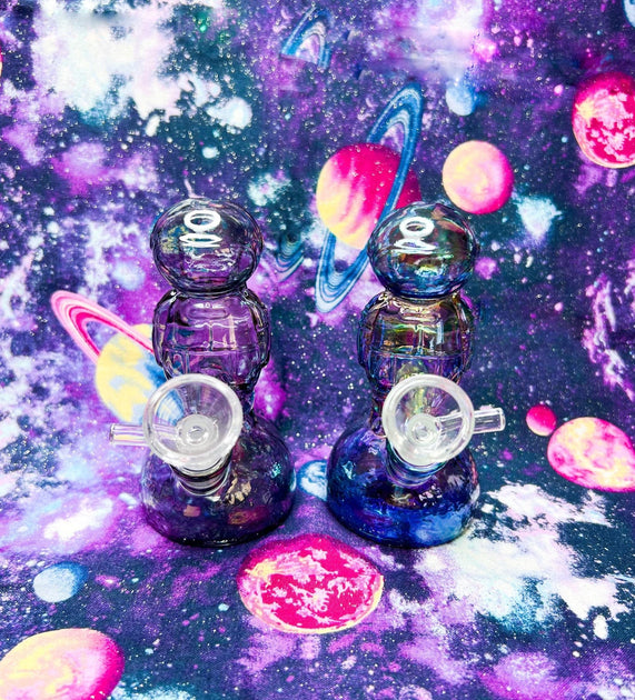 Mini Iridescent Astronaut Rig 🚀 | 6-inch Glass Water Pipe Dab Rig