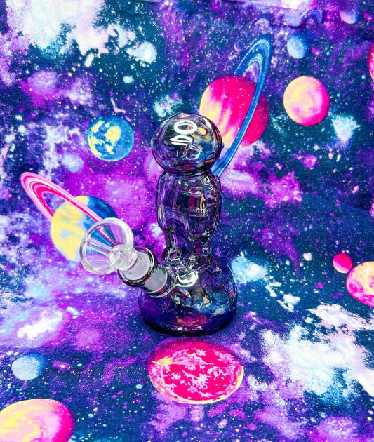 Mini Iridescent Astronaut Rig 🚀 | 6-inch Glass Water Pipe Dab Rig