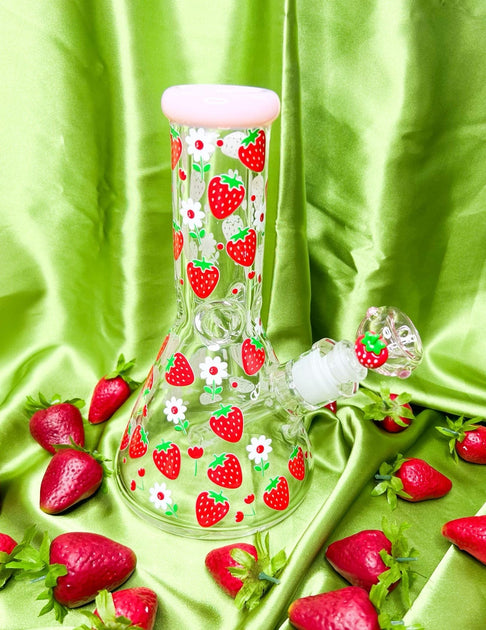 Pink Strawberry Bong| Strawberry Dab Rig| Daisy Water Pipe|StayLit