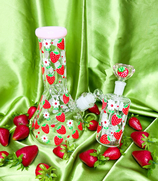 Pink Strawberry Bong| Strawberry Dab Rig| Daisy Water Pipe|StayLit