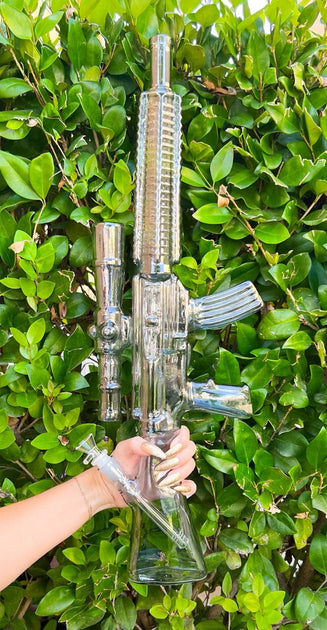 24-Inch Smoke Iridescent Assault Rifle Bong: Command Your Smoke Sesh