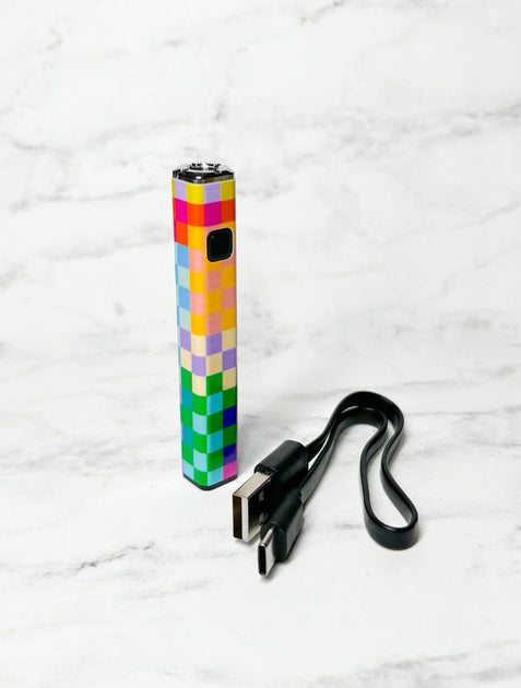 510 Threaded Battery Rainbow Checkered USB-C Charger|Cute Weed Pen