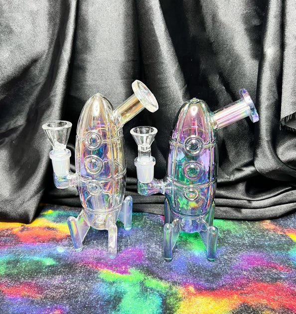 Iridescent Rocket Ship Bong| Rocket Dab Rig