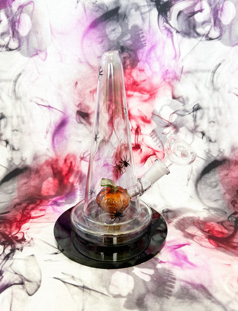 Elevate Your Sesh with our 7in Witch Hat Water Pipe with Pumpkin Perc