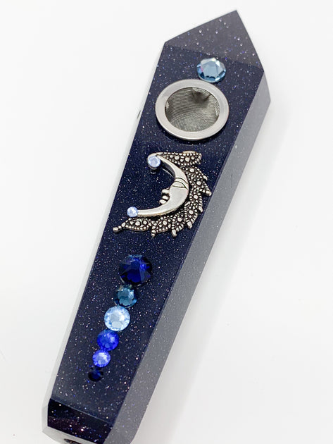 Blue Goldstone Crystal Gemstone Pipe For Sale|StayLit Design