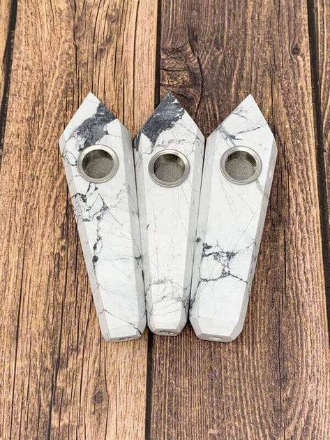 White Grey Marble Crystal Gemstone Pipe For Sale|StayLit Design